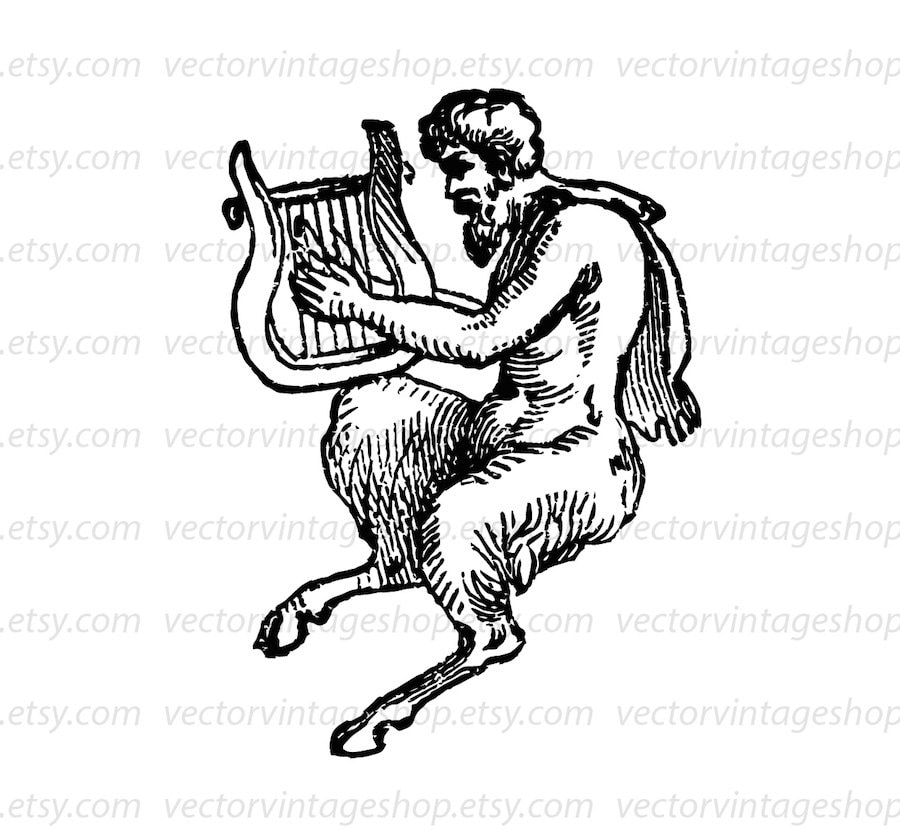 SATYR SVG File, Vintage Greek Myth Vector, Musical Faun With Lyre ...