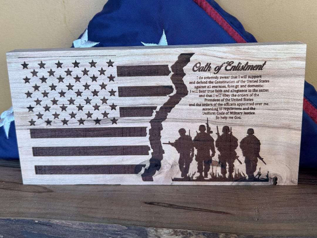 Patriotic Oath of Enlistment Wooden Sign | Military Gift for Veterans ...