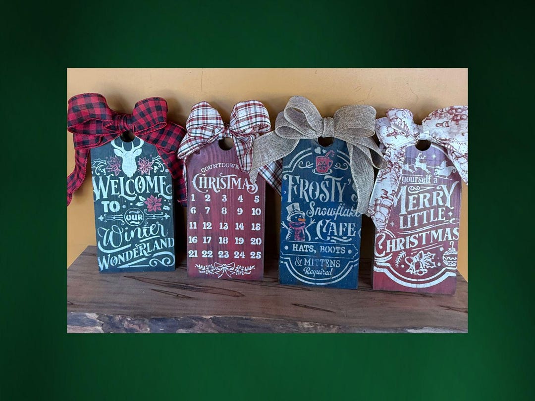 Rustic Christmas Tag Wooden Sign | Farmhouse Christmas Wall Decor ...
