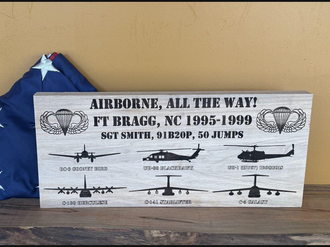Custom Airborne Military Wood Sign | Custom Military Service Plaque ...