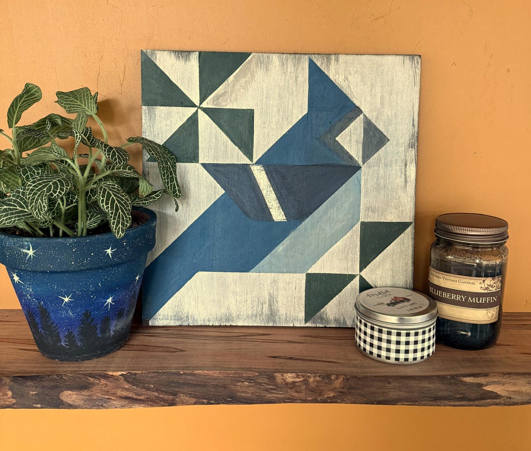Blue Jay Barn Quilt Wall Art 12 in X 12 in | Rustic Farmhouse Wood Sign ...
