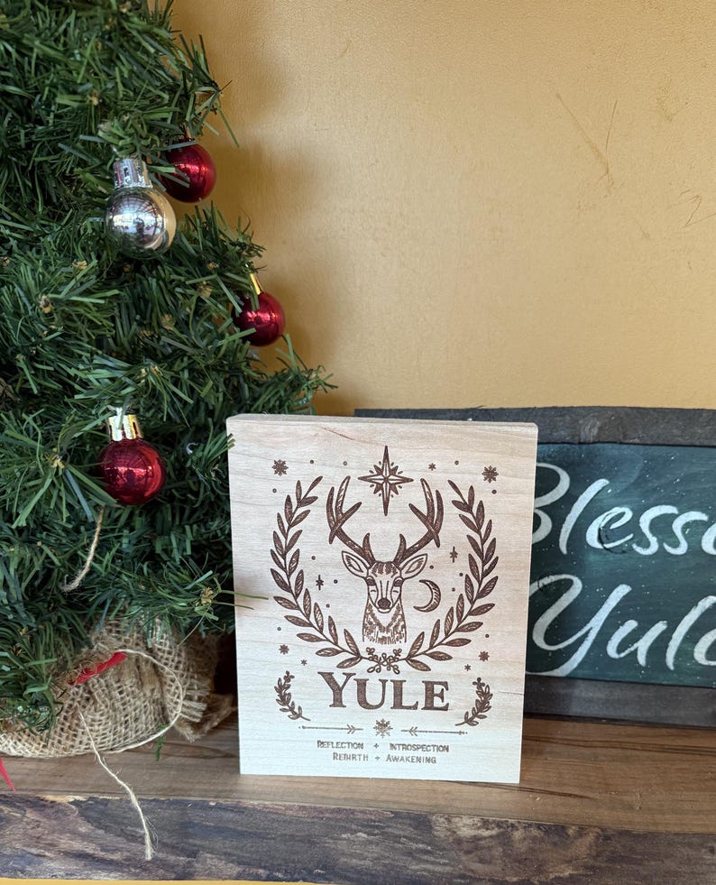 Rustic Yule Wooden Sign | Winter Solstice Decor | Pagan Wheel of the ...