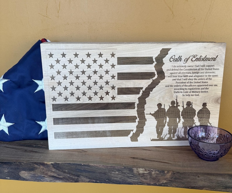 Patriotic Oath of Enlistment Wooden Sign | Military Gift for Veterans ...