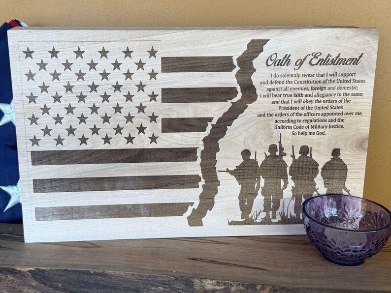 Patriotic Oath of Enlistment Wooden Sign | Military Gift for Veterans ...