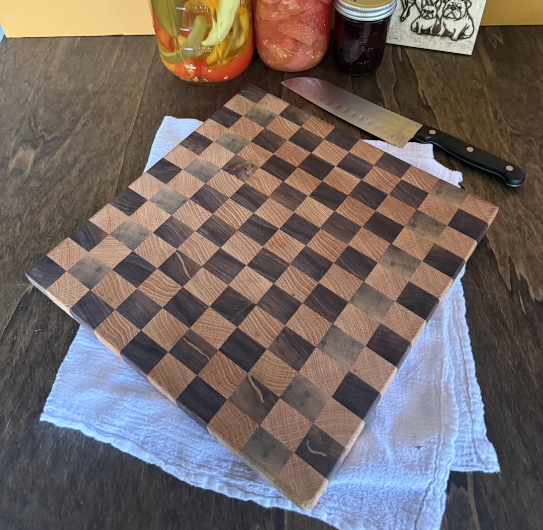 Handcrafted End Grain Cutting Board: Walnut and Maple Checkerboard ...