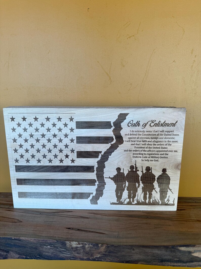 Patriotic Oath of Enlistment Wooden Sign | Military Gift for Veterans ...
