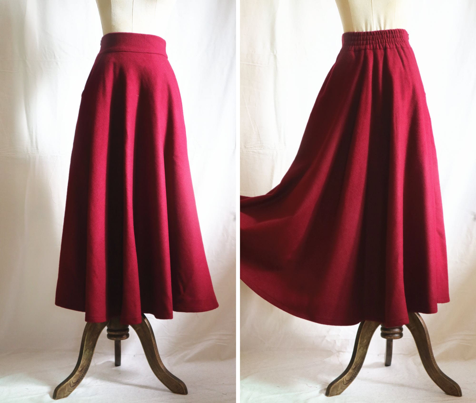 More Color Wine Red Long Wool Skirt Women's Skirt More Size Custom ...