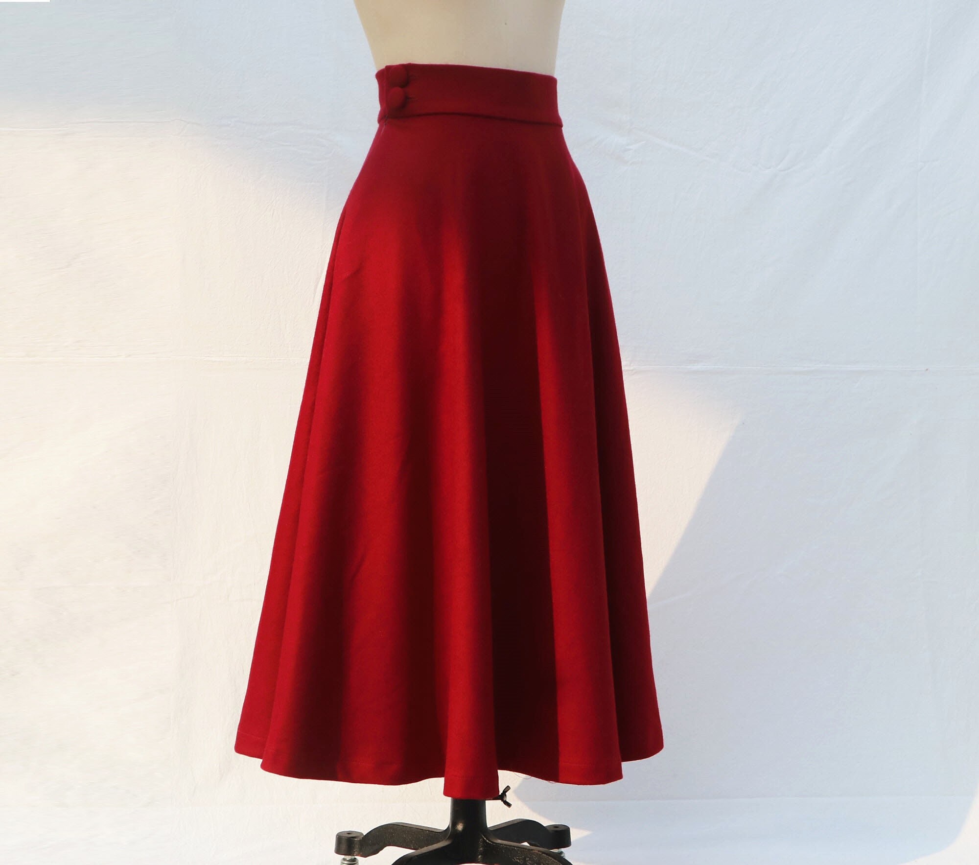 80+ Color Christmas Red Wool Long Skirt Wool Maxi Skirt 50 S Full Skirt ...