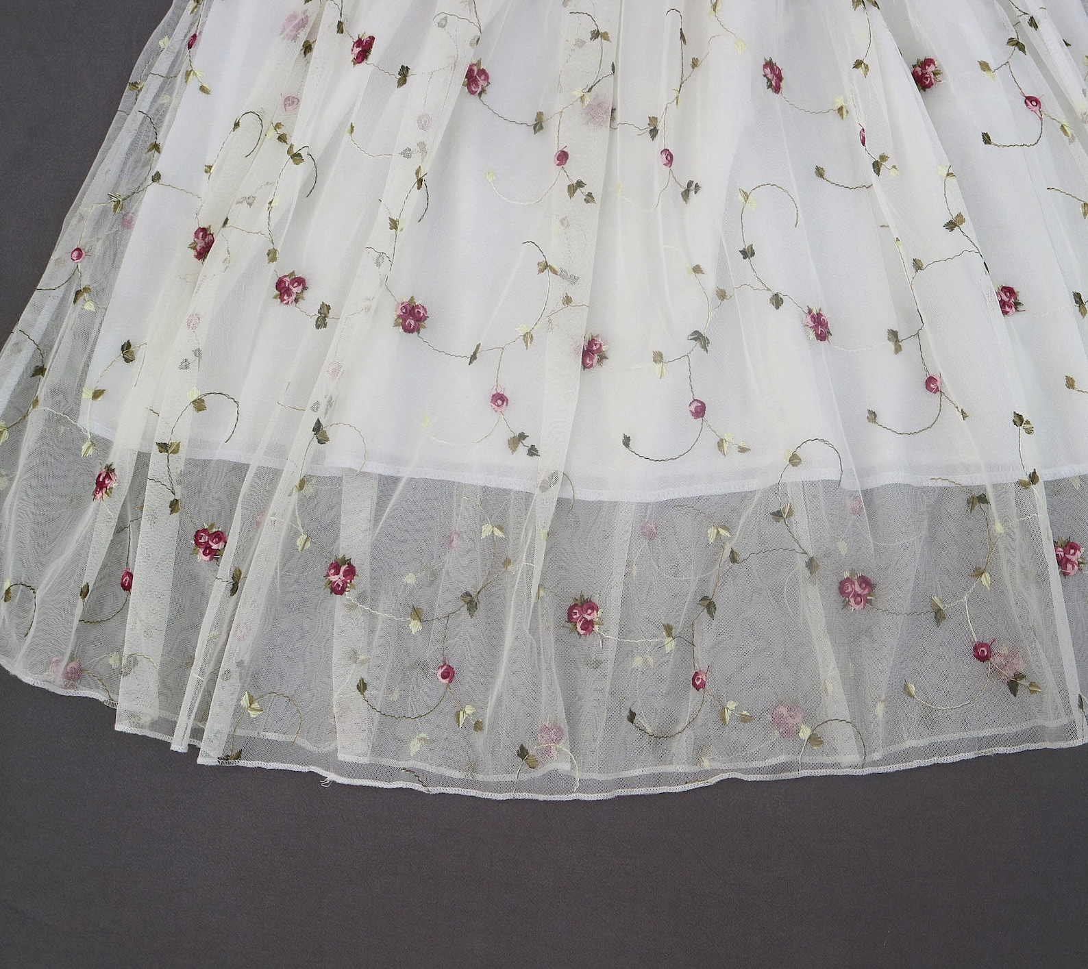 Tulle Embroidery Midi Skirt Women's Skirt Sweet Embroidered Skirt ...