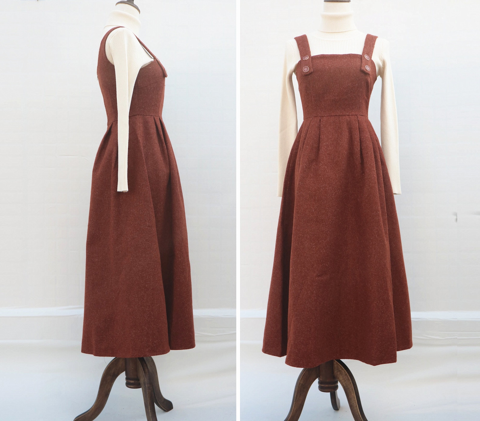 More Color Caramel Color Khaki Wool Dress Woolen Long Dress | Etsy