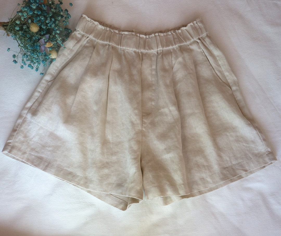 Linen Shorts Pants Linen Short Trousers Casual Pants Women's Summer ...
