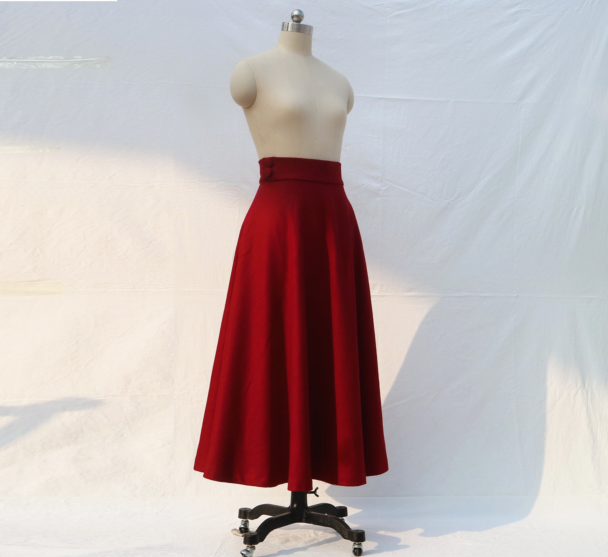 80+ Color Christmas Red Wool Long Skirt Wool Maxi Skirt 50 S Full Skirt ...