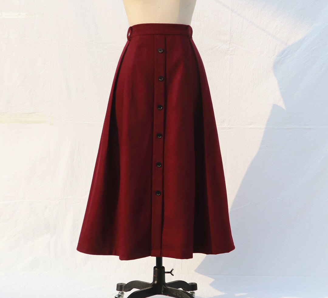 80+ Color Wine Red Long Wool Skirt Women's Maxi Skirt Full More Size ...