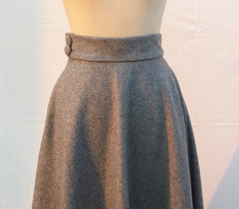 80 Color Gray Wool Long Skirt Wool Maxi Skirt 50 S Full Skirt Women's ...