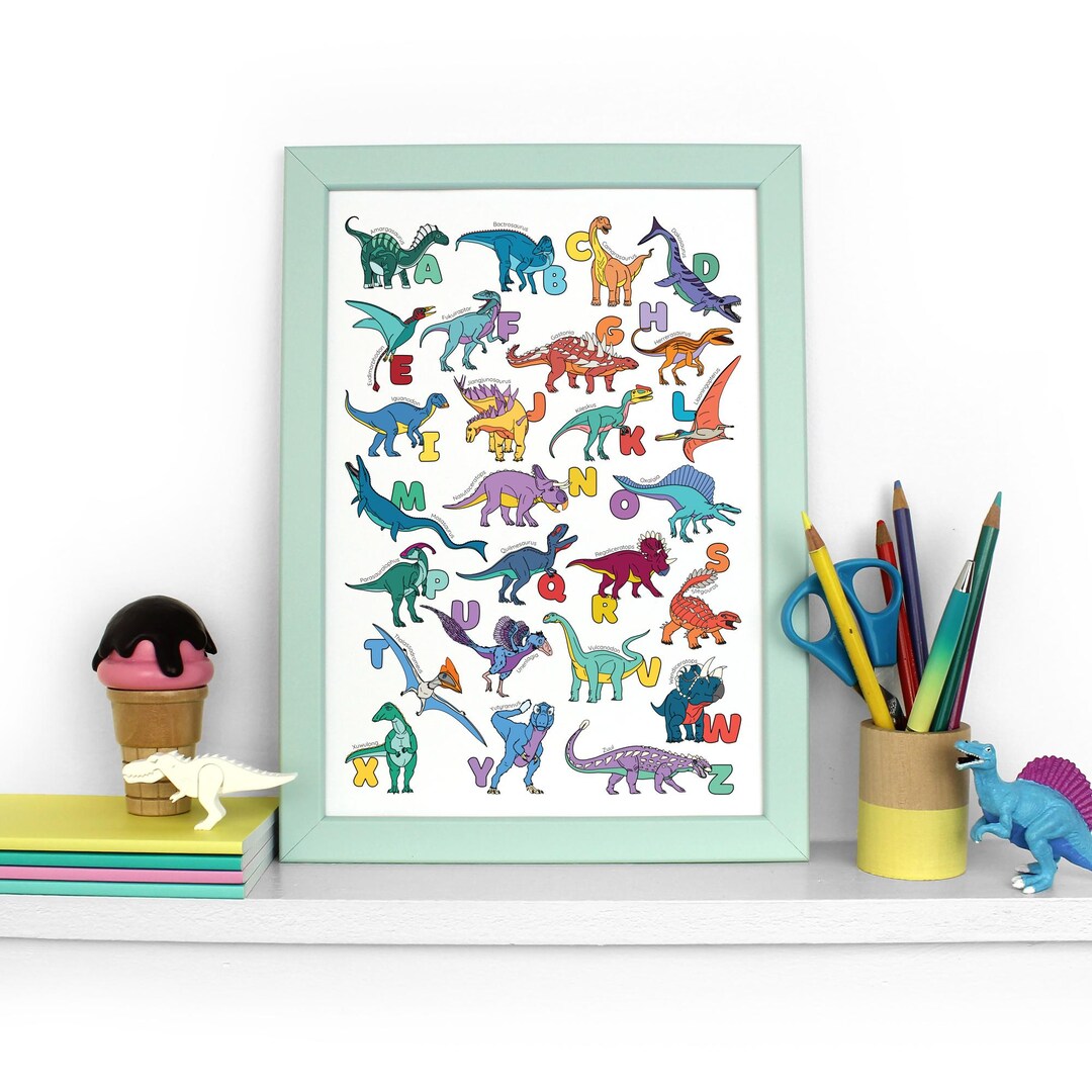 Dinosaur A-Z Alphabet Poster Print, Christmas Gifts for Kids, Children ...