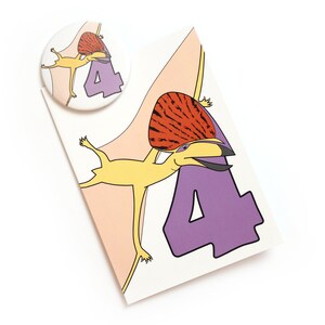 Number 4 Badge, Dinosaur Birthday Badge, Four Badge, Badges for Kids ...