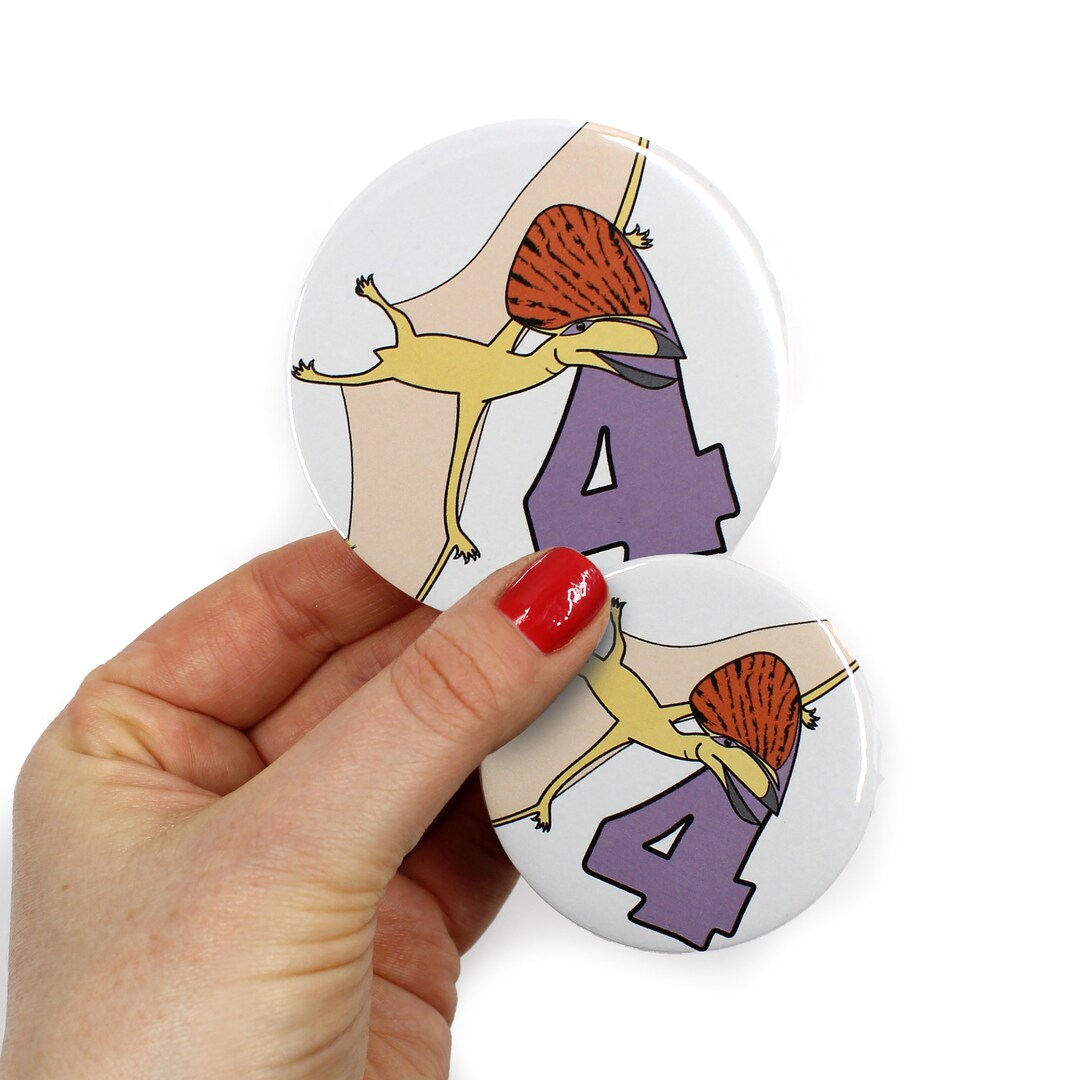 Number 4 Badge, Dinosaur Birthday Badge, Four Badge, Badges for Kids ...