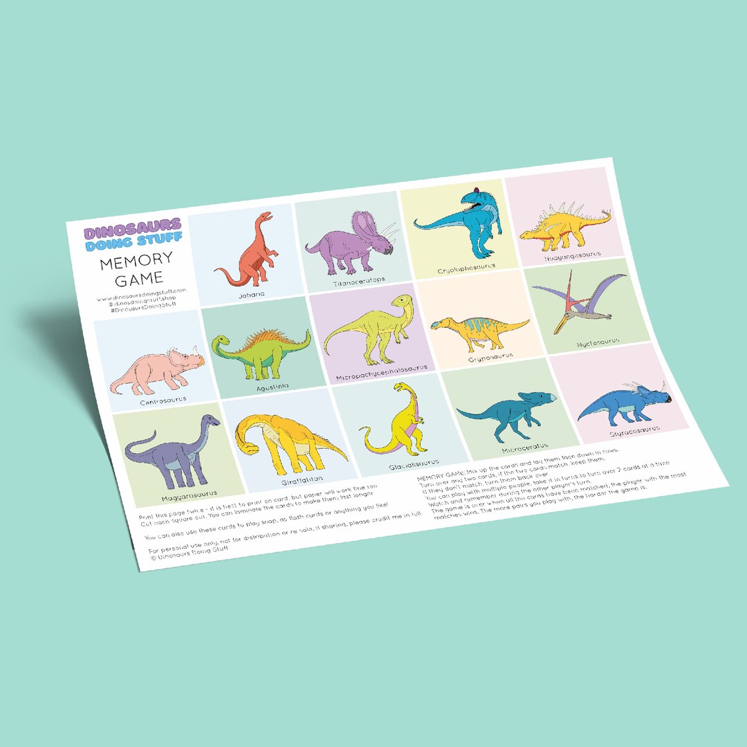 Digital Download Match the Pairs Dinosaur Words Game Animal - Etsy