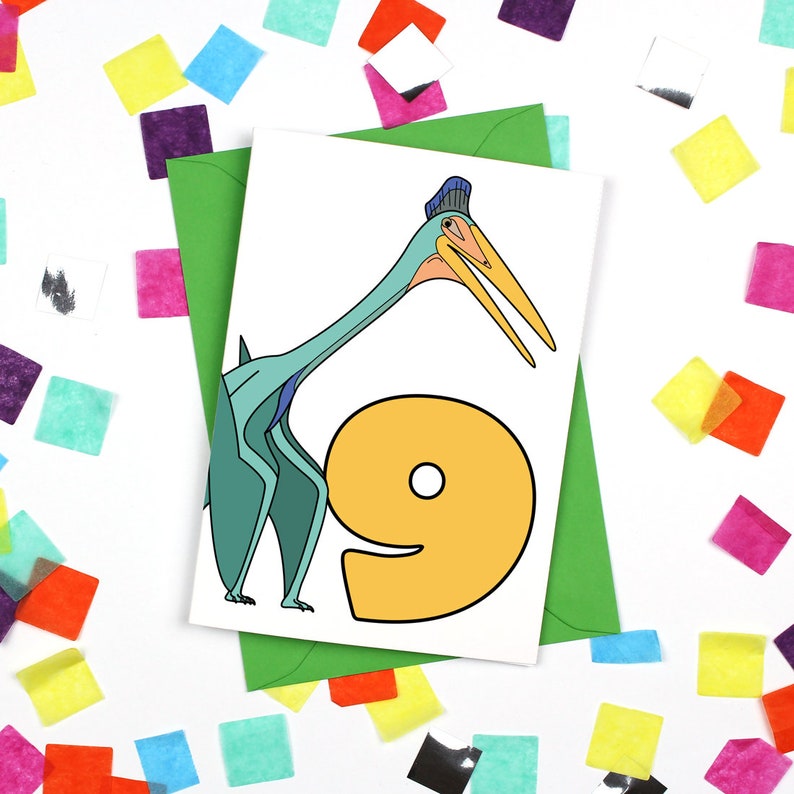 Number 9 Card and Badge Set Dinosaur Birthday Badge Birthday - Etsy