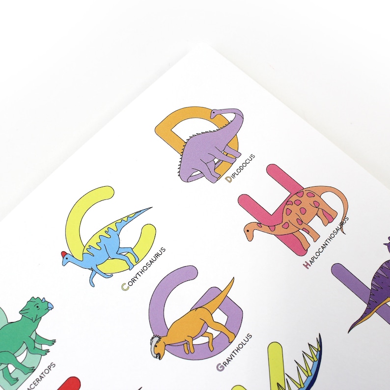Large Letter Dinosaur Alphabet Poster, Birthday Gifts, Alphabet ...