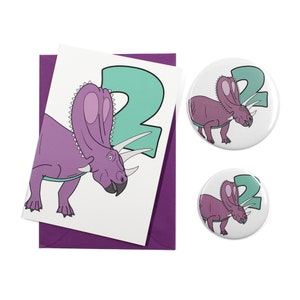 Number 2 Badge, Dinosaur Birthday Badge, Two Badge, Badges for Kids ...