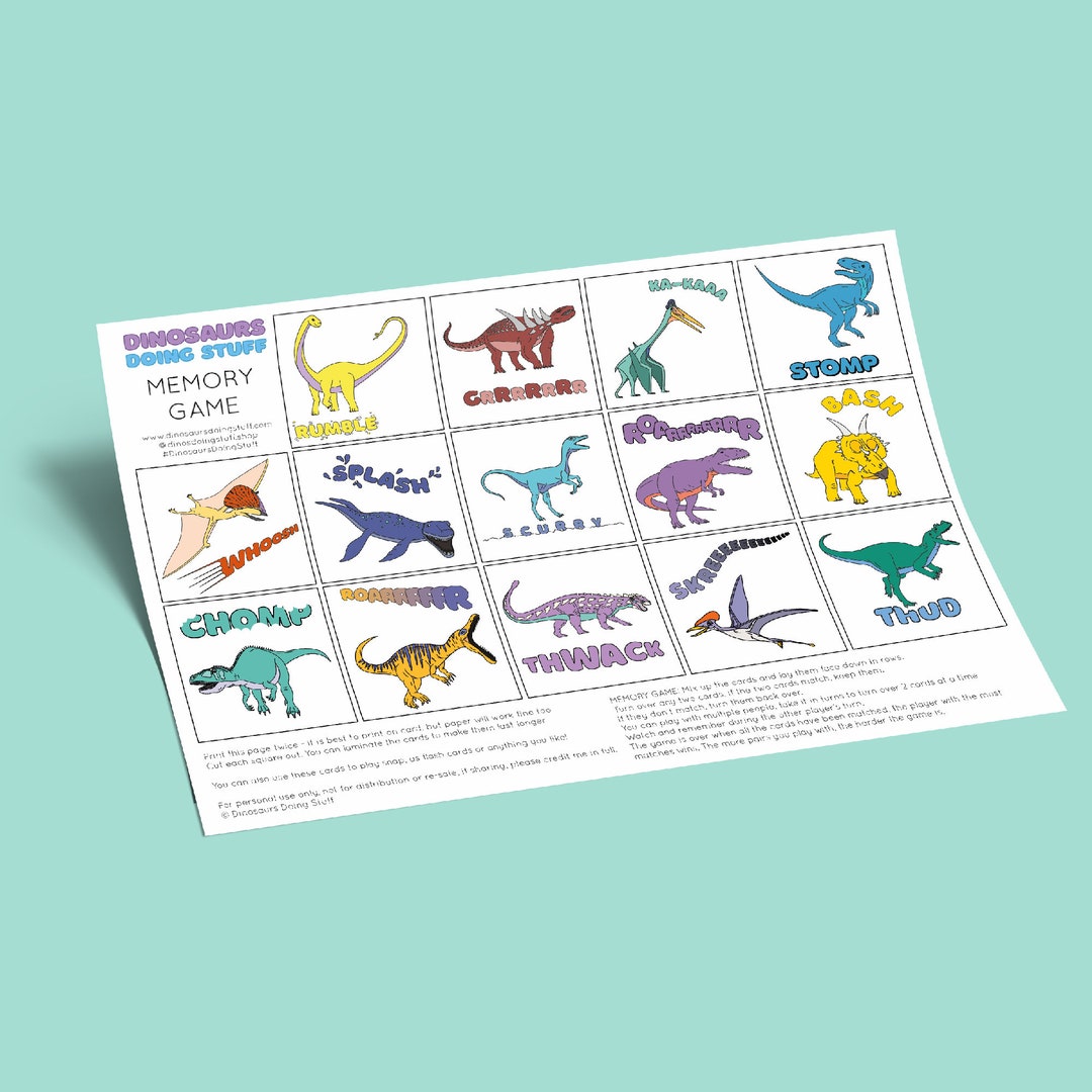 Digital Download - Match the Pairs Dinosaur Words Game, Animal Matching ...