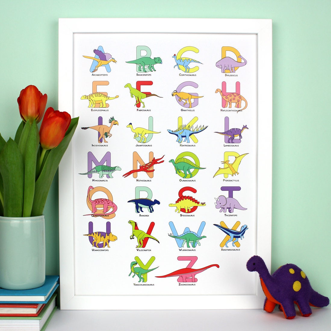 Large Letter Dinosaur Alphabet Poster birthday gifts | Etsy