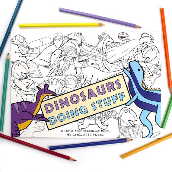 Dinosaur Coloring book Dinosaurs Doing Stuff colouring book | Etsy