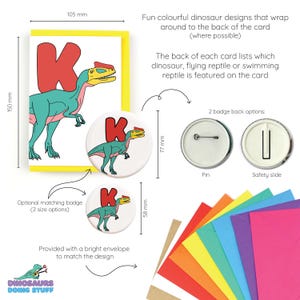 Number 9 Card and Badge Set, Dinosaur Birthday Badge, Birthday Card ...