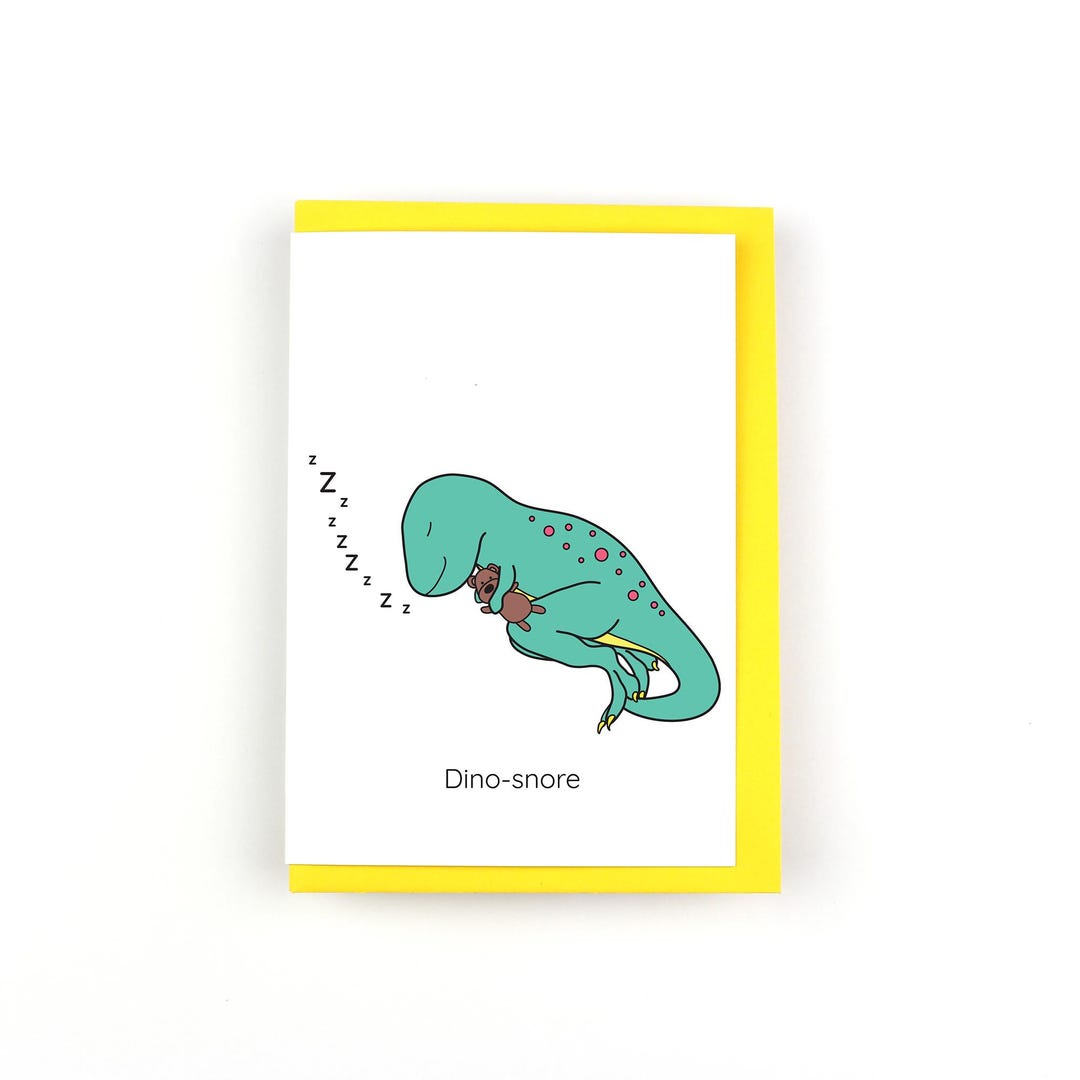 Dino-snore Dinosaur, Greeting Card, Funny Father's Day Card, Snoring ...