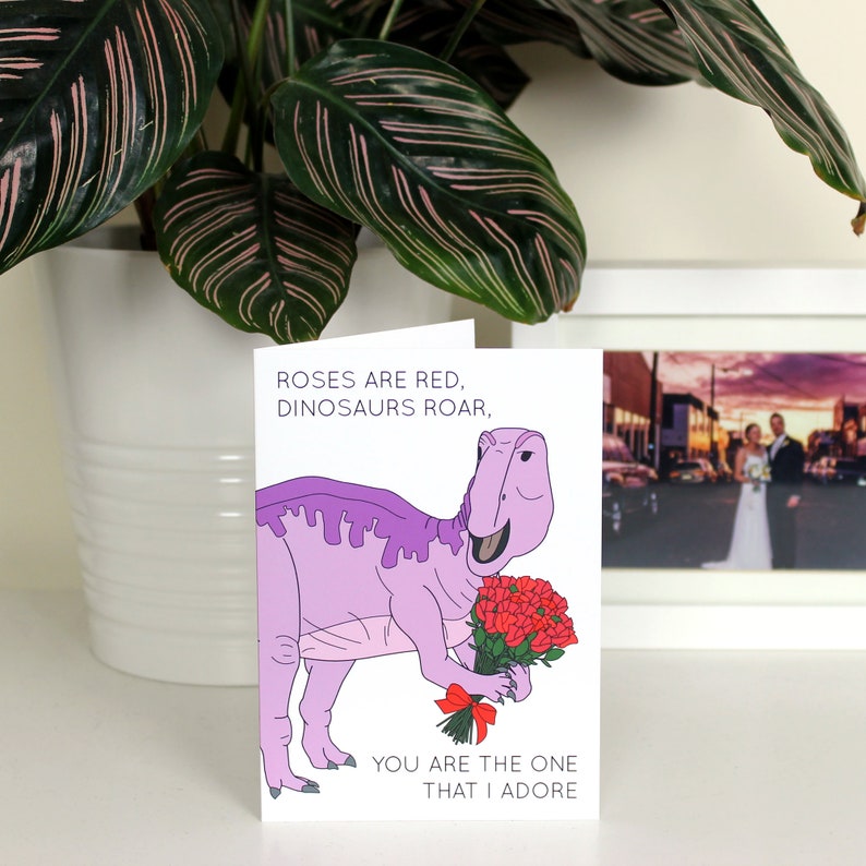 Roses Are Red Dinosaurs Valentine's Day Card Father's - Etsy