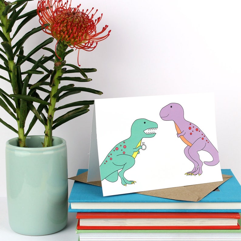 Engagement Card Dinosaur engagement card dinosaur | Etsy