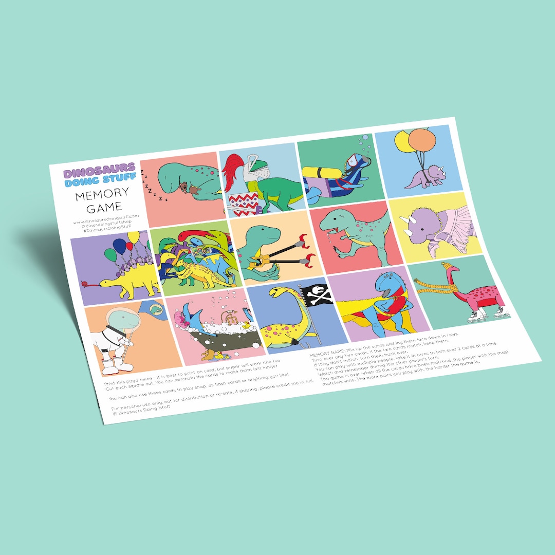 Digital Download - Match the Pairs Dinosaur Game, Animal Matching ...