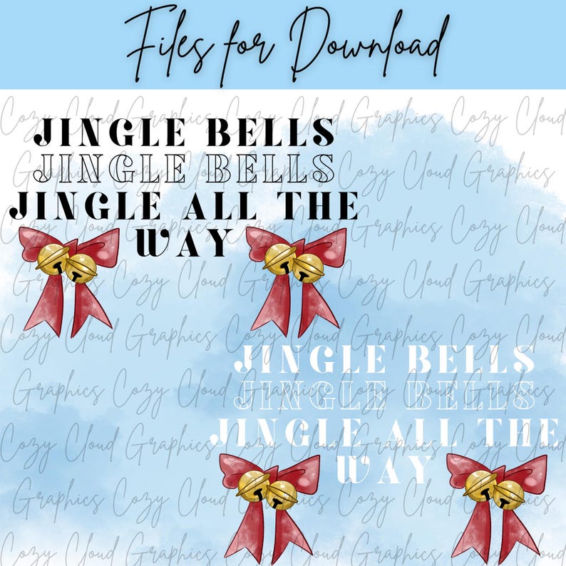 Jingle Bells Holiday PNG, Watercolor Clip Art, Christmas DTF Digital ...