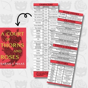 ACOTAR Reading Guide | Bookmark | Maas | Printable | Digital | Thorns ...