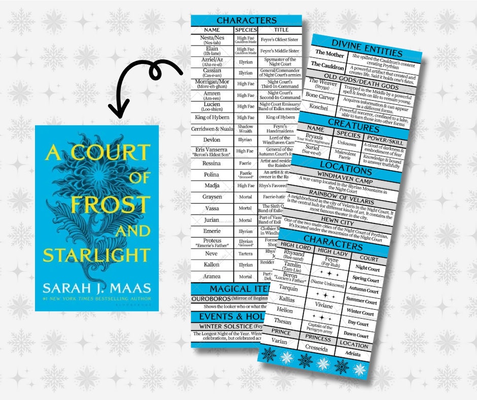 ACOFAS Reading Guide Bookmark Maas Printable Digital Frost & Starlight ...