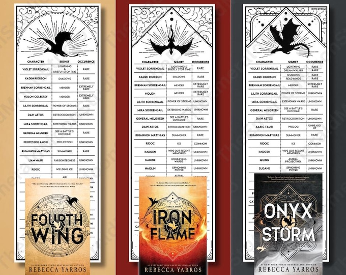Fourth Wing Series Bookmark Set | Laminated | Reading Guide | Yarros ...