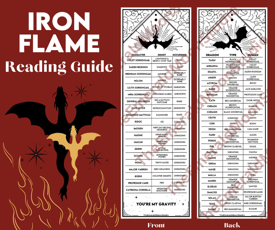 Iron Flame DIGITAL Reading Guide | Bookmark | Yarros | Printable | Download - Etsy