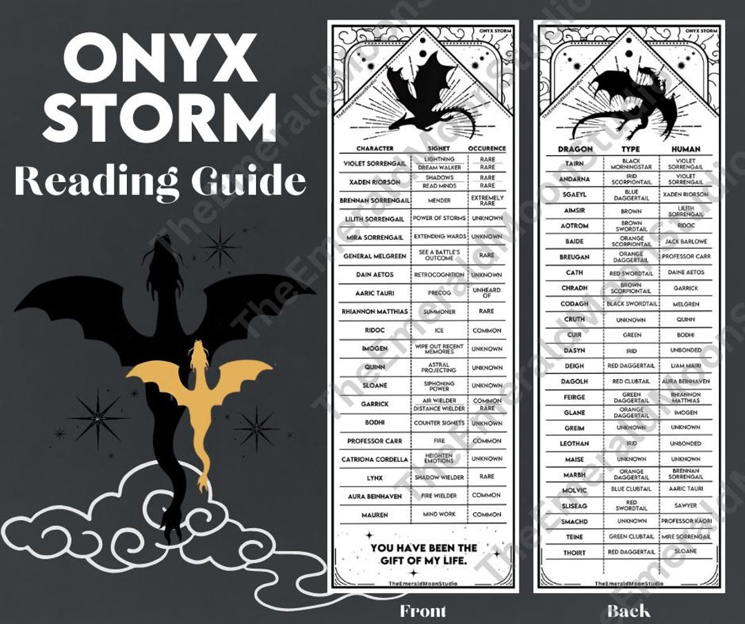Onyx Storm DIGITAL Reading Guide | Bookmark | Yarros | Printable ...