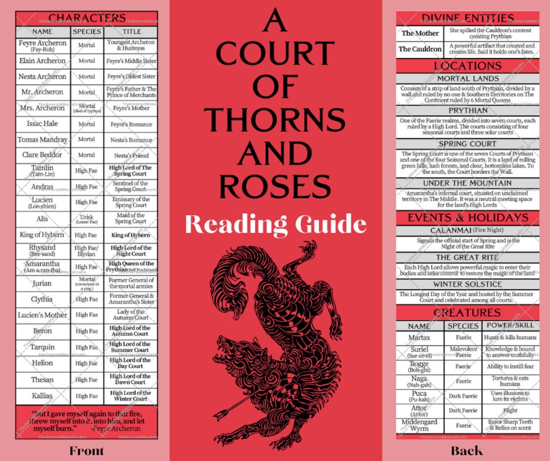 ACOTAR Reading Guide | Bookmark | Maas | Printable | Digital | Thorns ...