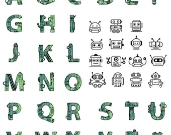 Robot alphabet | Etsy