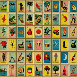 VINTAGE Style Loteria | ALL 54 Cards in Sequence All in One Image, in ...