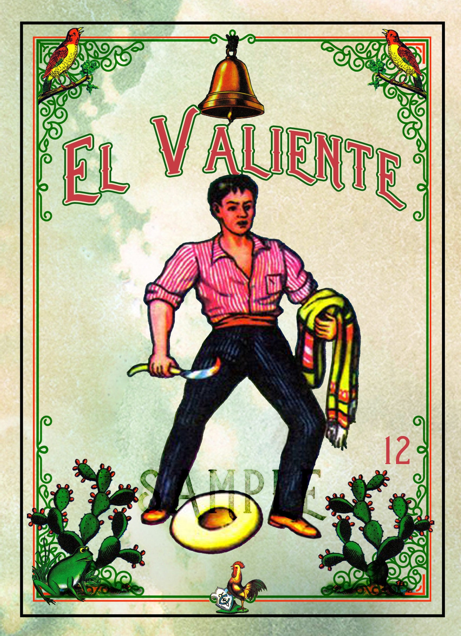 Lotería Mexicana El Valiente 5X7 Tamaño Postal | Etsy México