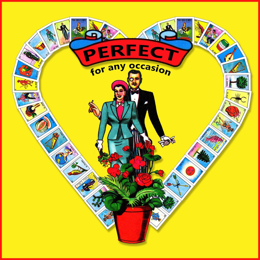 1960's Style Loteria Heart Design | Decor Element PNG | Three - 12 ...