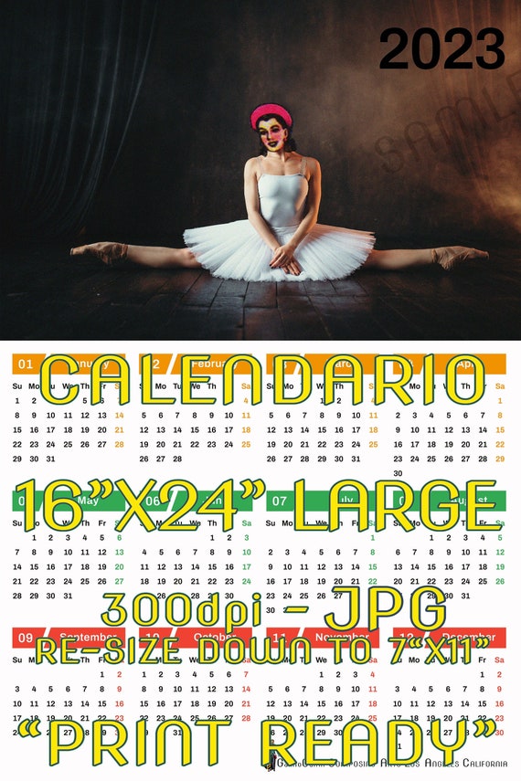 Calendario 2023 "La Ballerina" | 12 month 24" LARGE CALENDAR (re-sizable) PRINT Ready! by ...