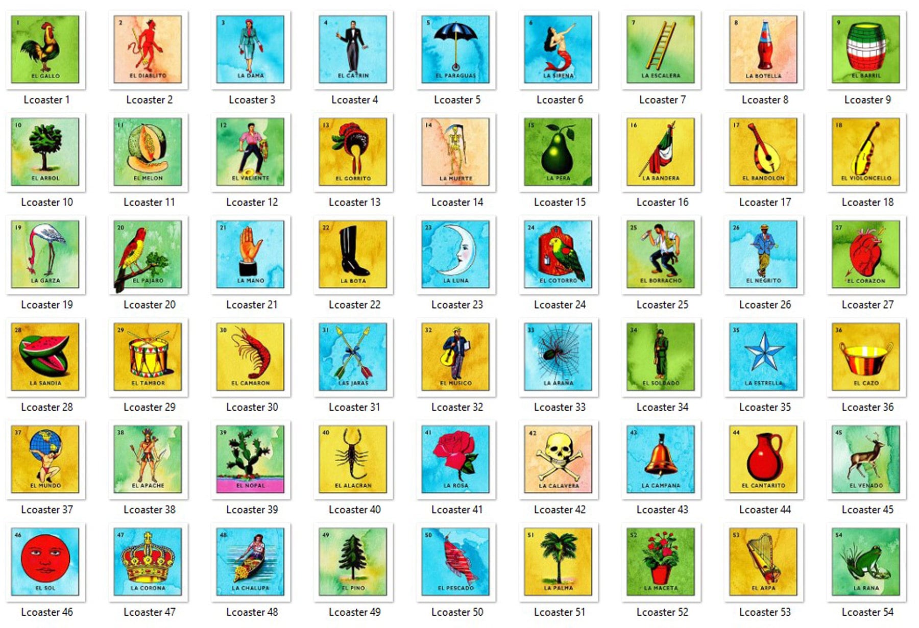 Square Loteria Size Images (54 Separate JPG) Reg. 12.95 - Etsy