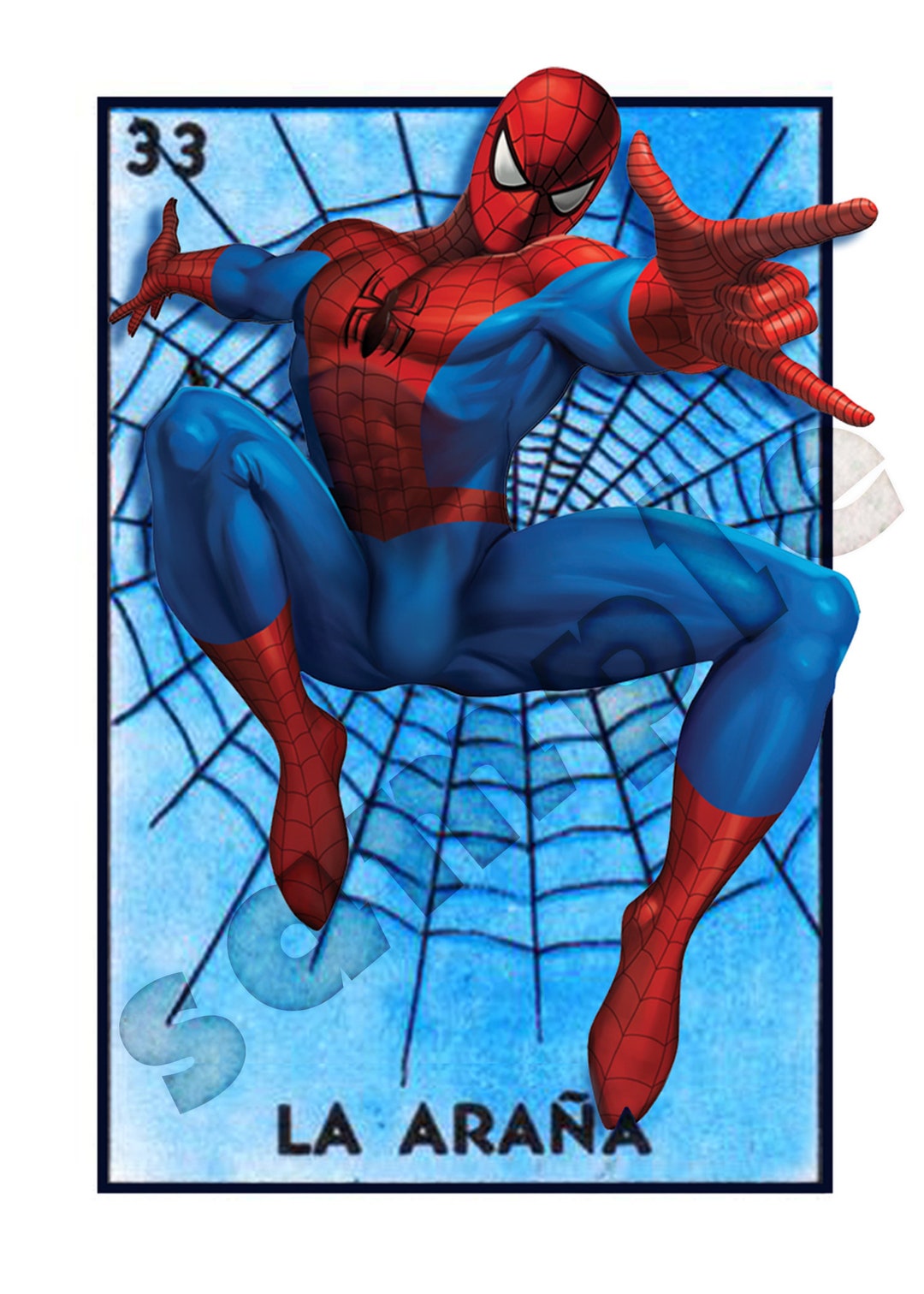 Mexican Loteria, La Arana 5x7 Card Spiderman Image. - Etsy