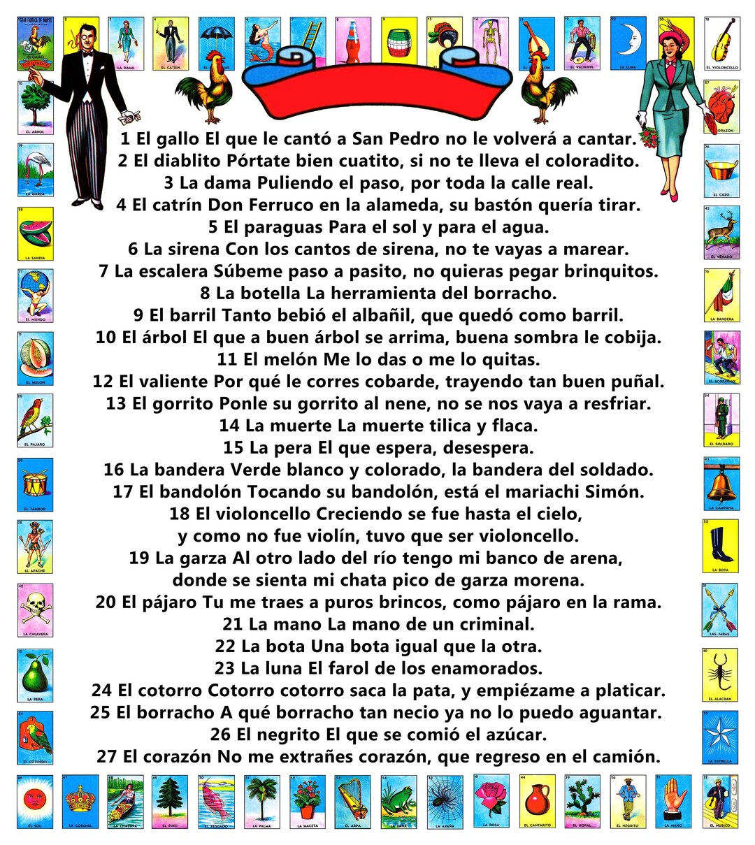 Lotería Y Sus Dichos | PRINT READY | Two Large Re-sizeable Poster Card ...