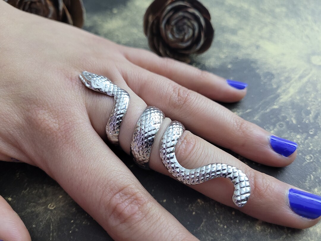 Large Silver Snake Ring, Adjustable Size - Etsy