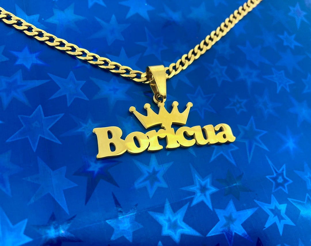 Boricua Necklace Puerto Rican Jewelry Pendant & Chain Male Men Man Gift ...